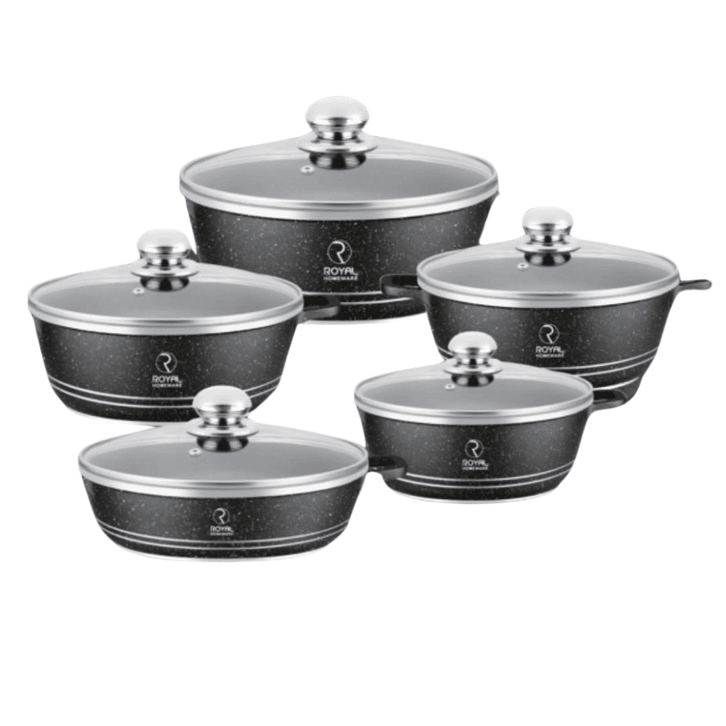 10 Piece Aluminum Pot Set – Granite Finish – Ahmeds Textiles