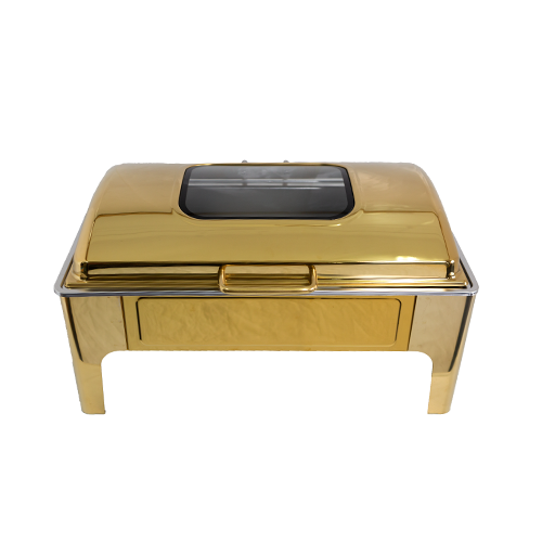 Chafing Dish - Rectangle Flat Top with Window Gold – Ahmeds Textiles
