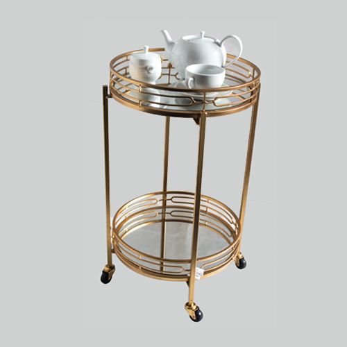 Server Trolley - Double Mirror Round - Gold – Ahmeds Textiles